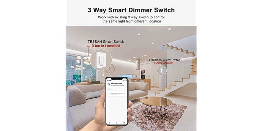 TESSAN 3 Way Smart Dimmer Switch
