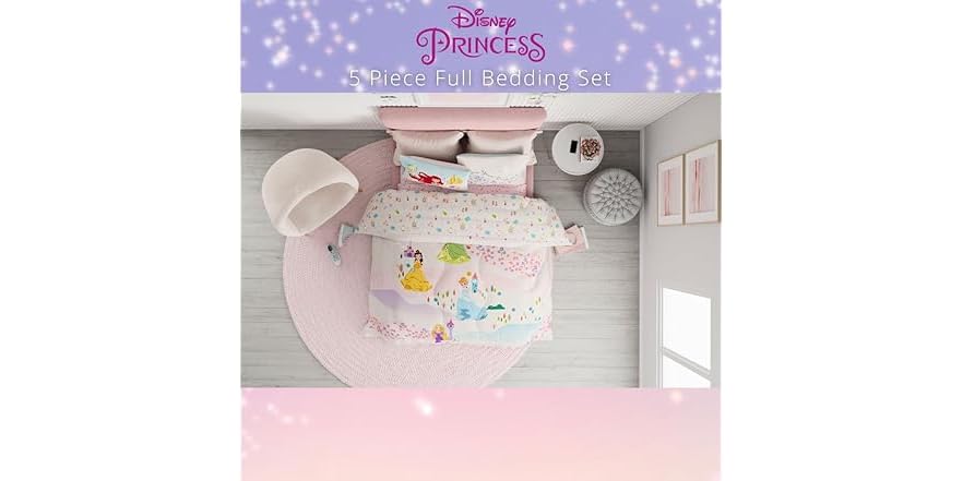 Franco Disney Princess Kids Bedding 5PC Set- Full