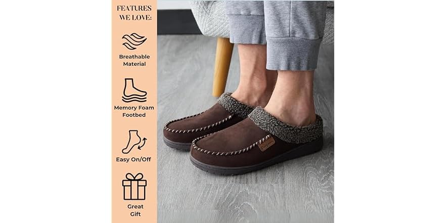 Dearfoams Mens Memory Foam Twill Clogs