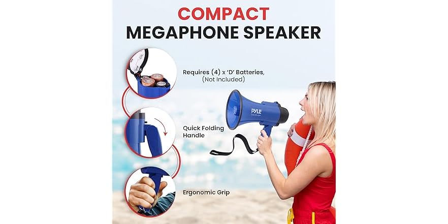 Pyle Compact Battery-Operated Megaphone