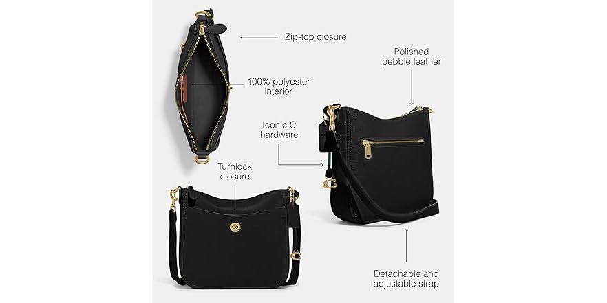 Coach Leather Chaise Crossbody-BLACK