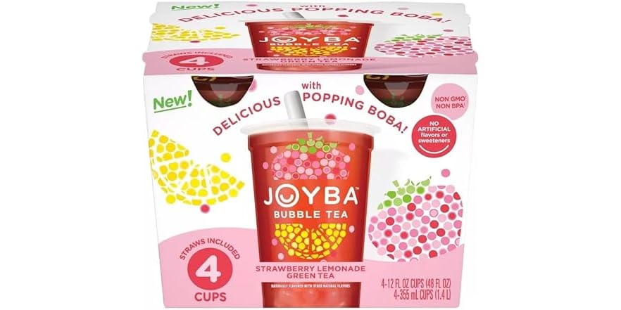 (4 Pk) Joyba Bubble Tea Strawberry Lemonade Green Tea