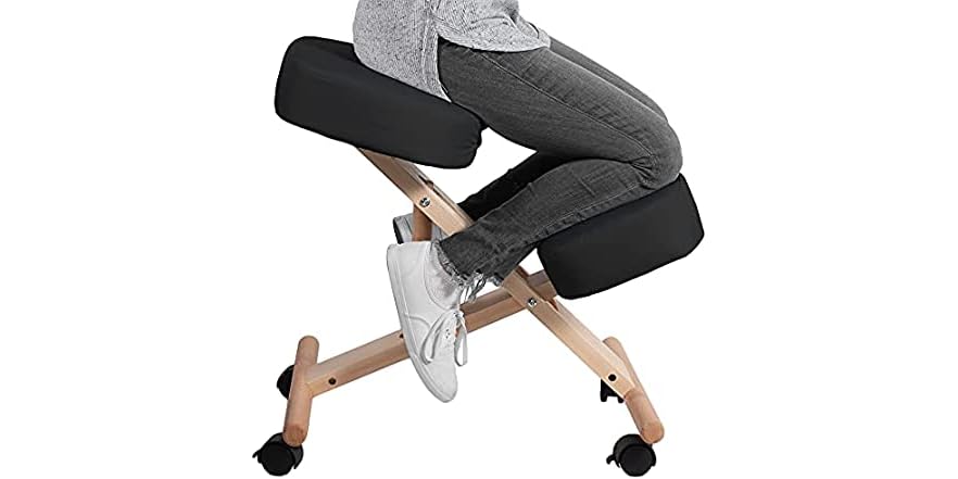 VIVO Ergonomic Wooden Kneeling Chair with Wheels