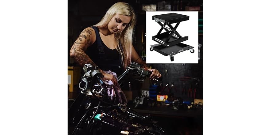 Pyle Motorcycle Scissor Jack Lift W/ Dolly