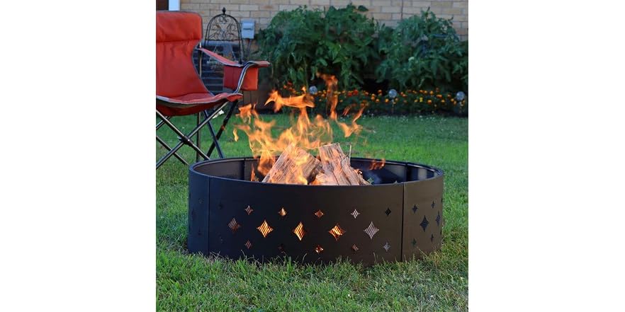 36" Diamond Cut-Out Steel Campfire Ring