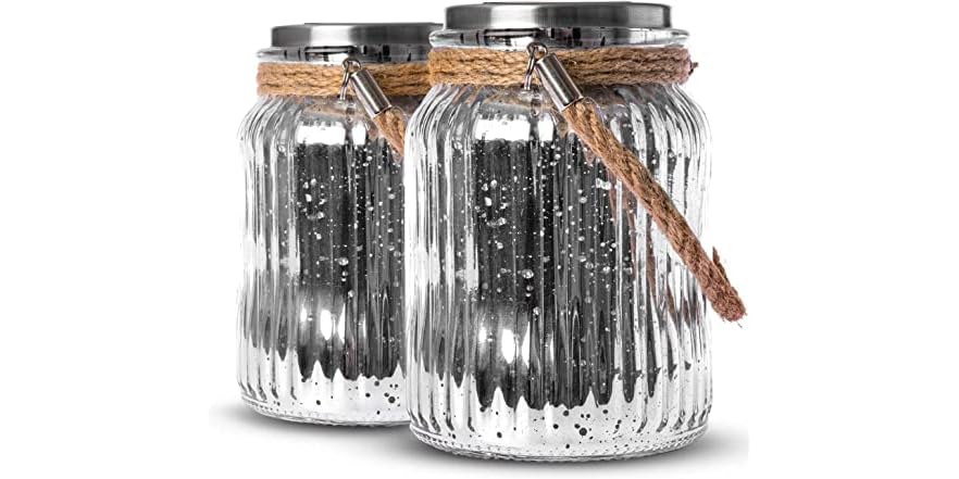 Decorative Rotating LED Mercury Glass Lanterns, 2-Pack