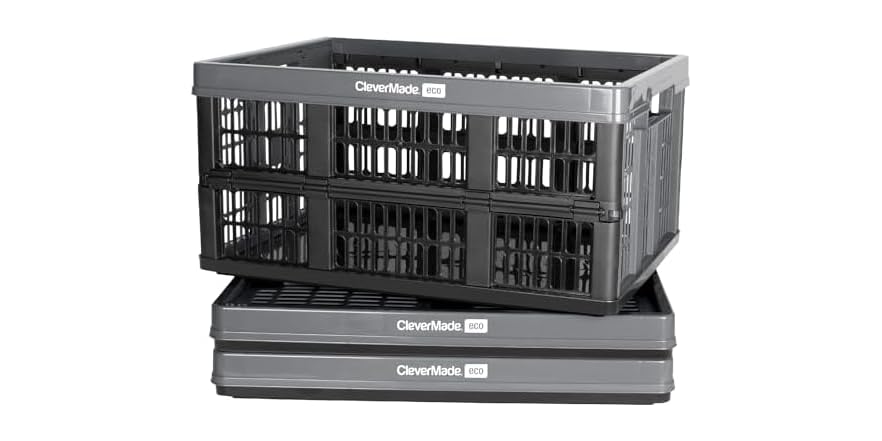 CleverMade Collapsible Utility Crate, Stone, 3PK