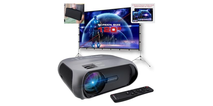Monster 1080p Projector & 120in Screen