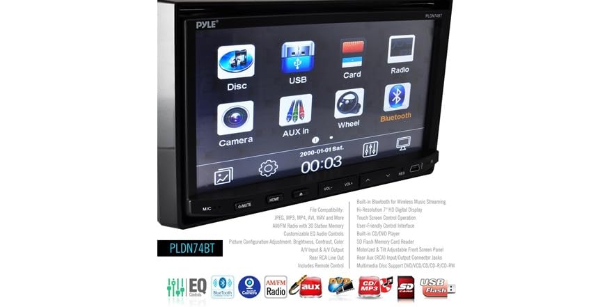 7'' Double DIN TFT Motorized Touch Screen Receiver