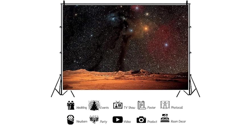 Desert Starry Night Scene Backdrop