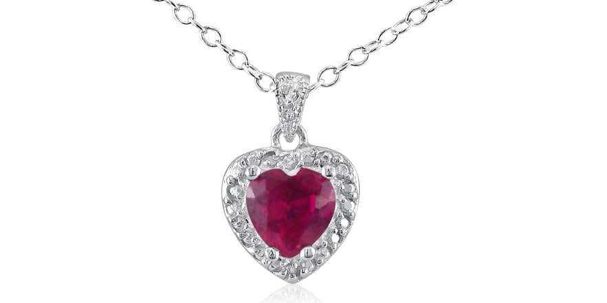 1ct Heart Shaped Ruby & Diamond Heart Pendant
