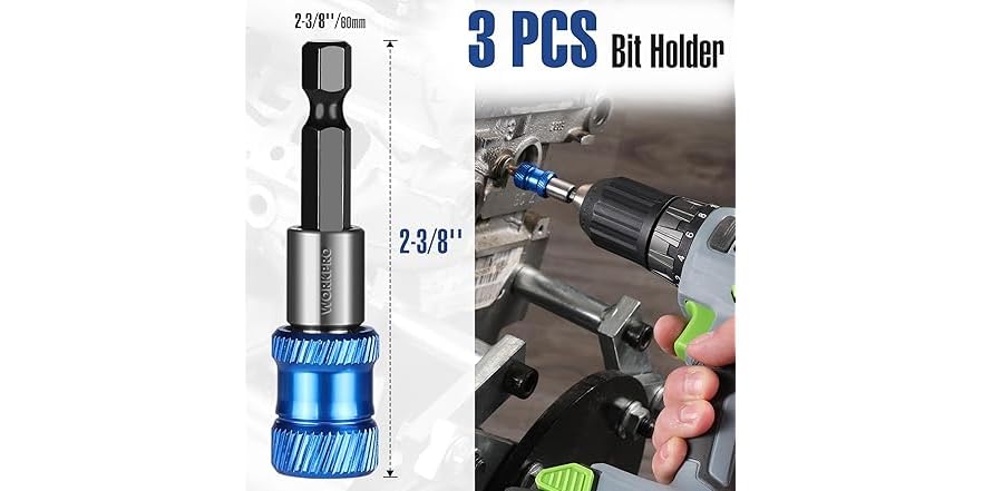 WORKPRO Drill Bit Extension Set, 3Pcs 2-3/8''Magnetic