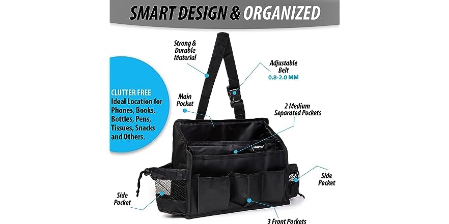 Zone Tech Multi Pocket Compact Car Organizer