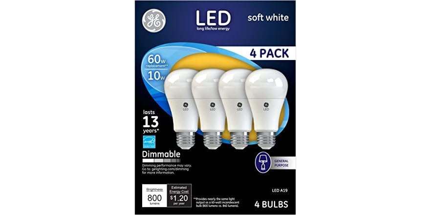 GE Lighting LED A19 Light Bulb with Base