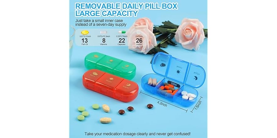 Large Weekly Pill Travel Organizer