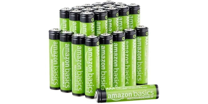 (24 PACK) Amazon Basics Rechargeable AAA NiMH Performance Batteries ...