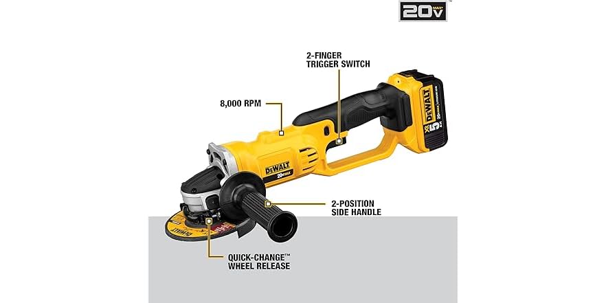 DEWALT DCG412P2 20V MAX* Angle Grinder Kit, 4.5"