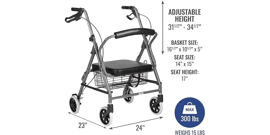 DMI Ultra Lightweight Folding Hemi Rollator