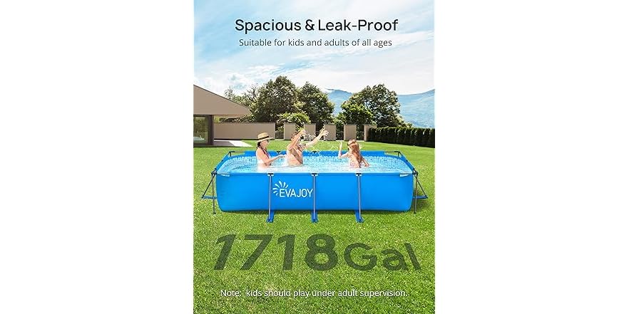 EVAJOY 14ft x 7ft x 33in Metal Frame Swimming Pool