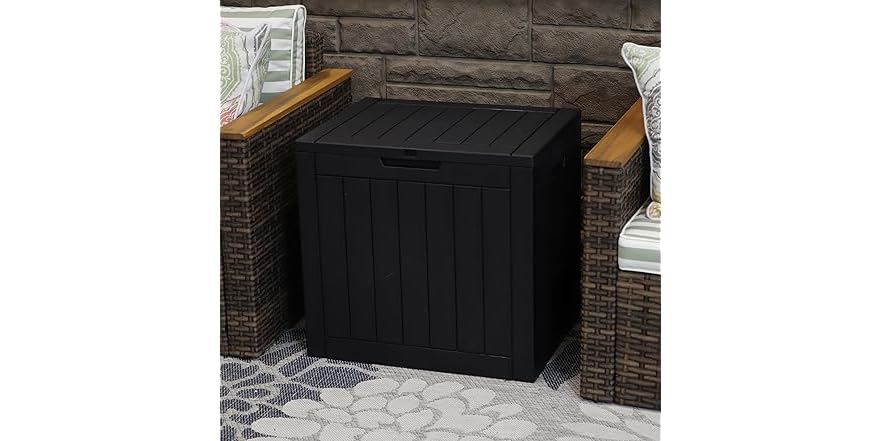 Faux Wood Grain Outdoor Storage Box - Phantom Gray