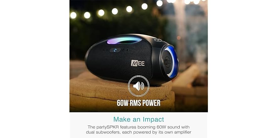 (NEW) MEE 60W RMS PartySPKR Bluetooth Wireless Speaker