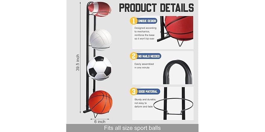 4 Tier Vertical Sports Ball Rack