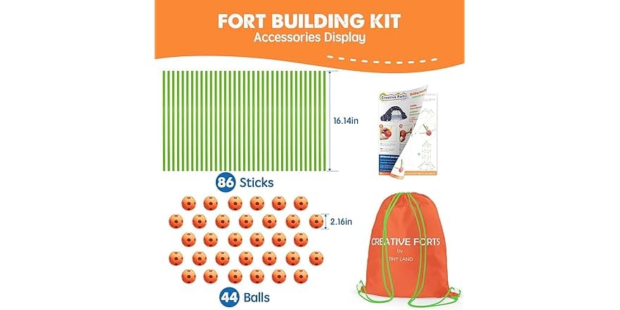 Tiny Land Fort Building Kit 86 Rods 44 Balls