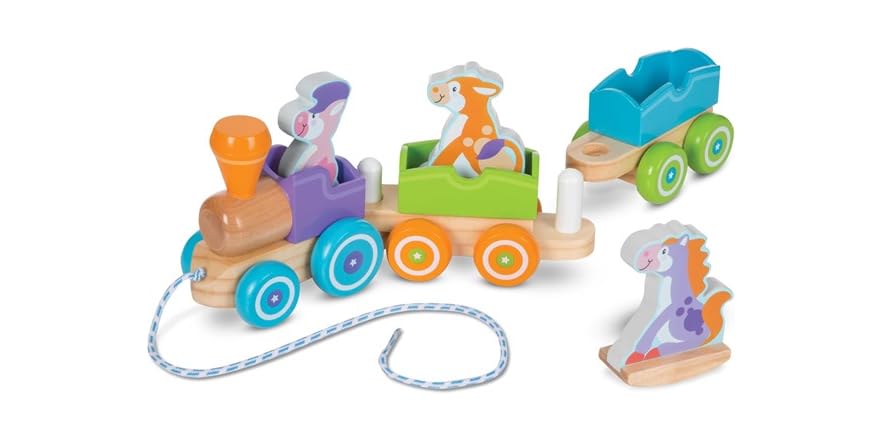 Melissa & Doug Wooden Farm Animals Pull Train