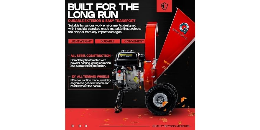 GreatCircleUSA Mini Wood Chipper Shredder Mulcher Ultra Duty 7 HP