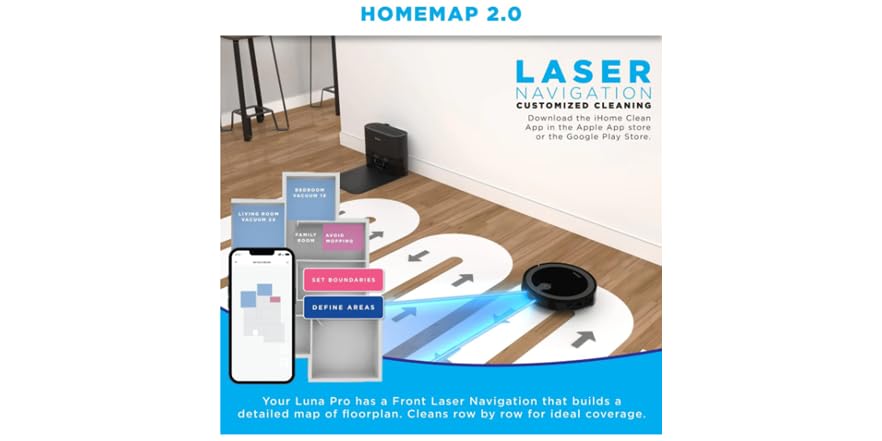 iHome iHRV13-BLK-RB AutoVac Luna Pro 3-in-1 Robot (S&D)