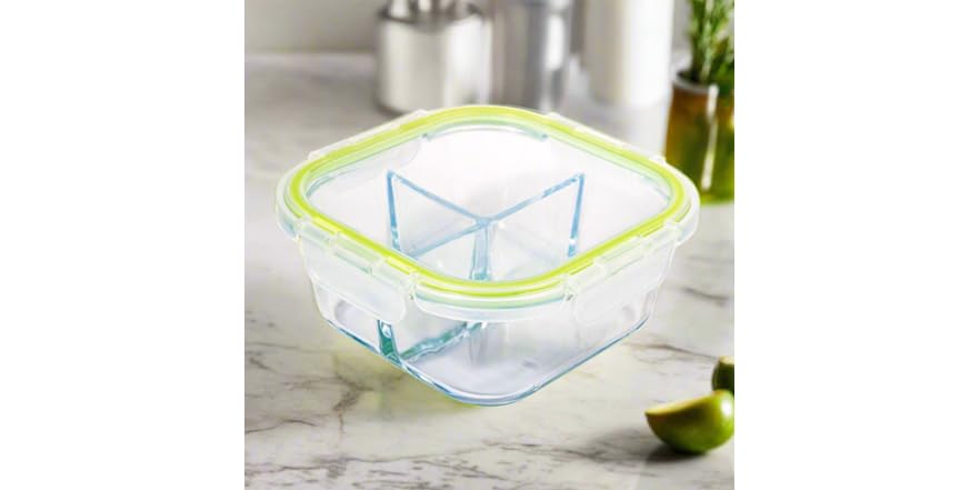 27 oz. 3-Section Glass Container Square