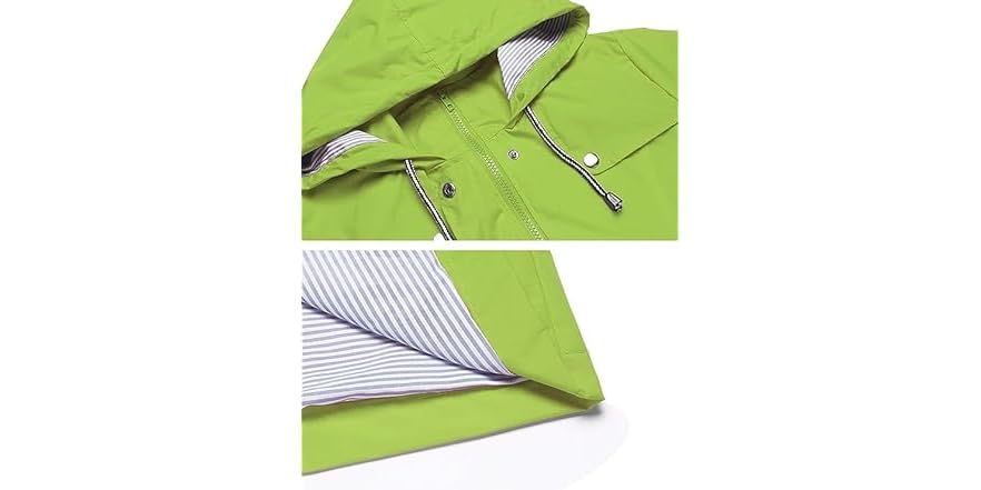 Women's Striped Lined Hooded Rain Jacket