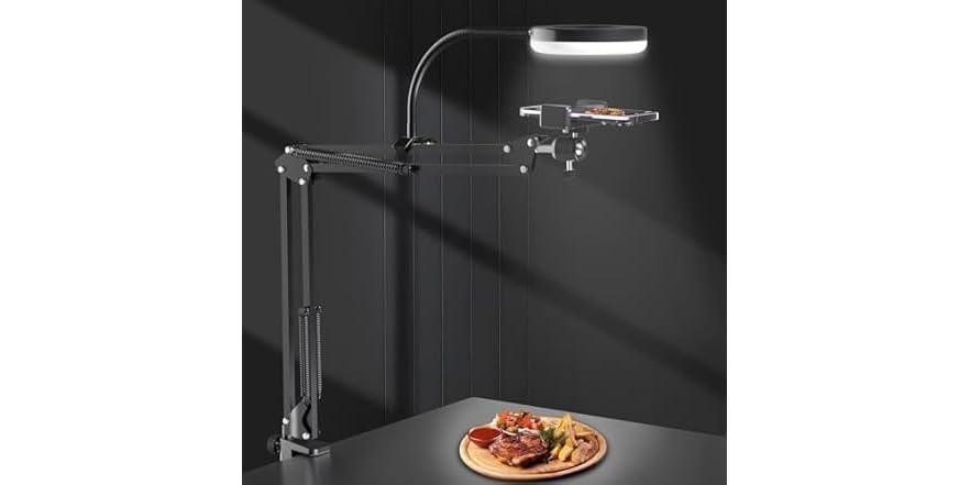 Overhead Phone Stand with Ring Light