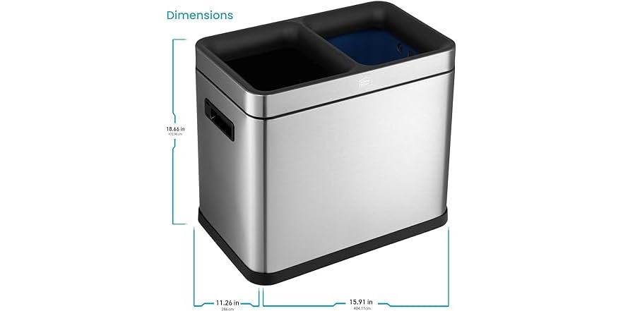 8 Gallon Short & Slim Dual Bin Trash Can