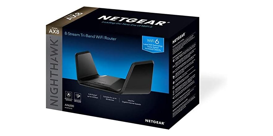 Netgear Nighthawk Tri-Band AX8 8-Stream AX6200 WiFi 6 Router (Open Box)