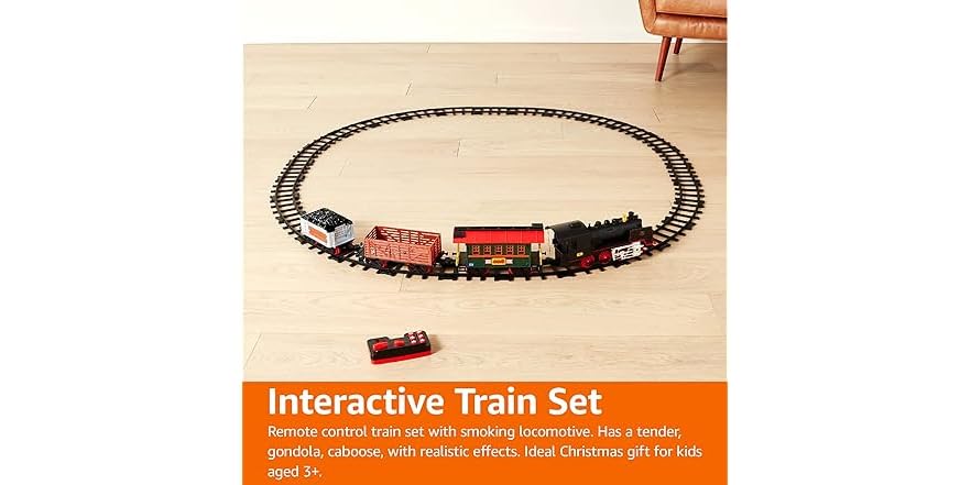 Amazon Basics Remote Control Steam Engine Hobby Train Set