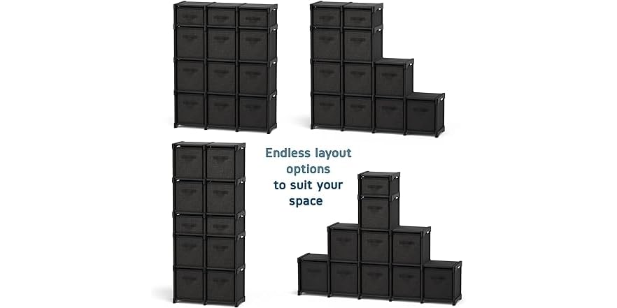 12 Cube Storage Organizer, Black