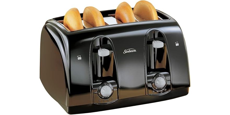 Sunbeam Wide Slot 4-Slice Toaster, Black