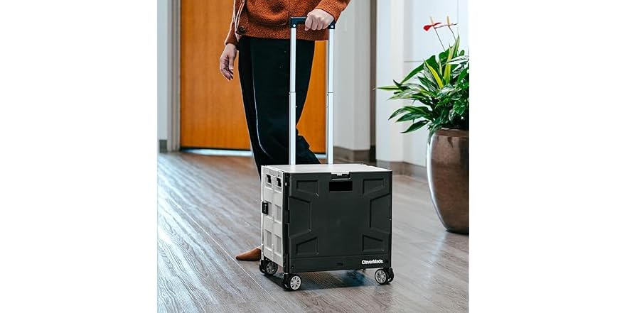 CleverMade Collapsible 55L 4-Wheeled Crate w/Lid