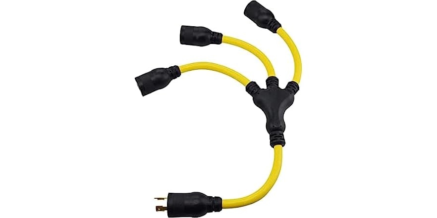 Clear Power 20A 2ft, 3 Outlet Generator Splitter