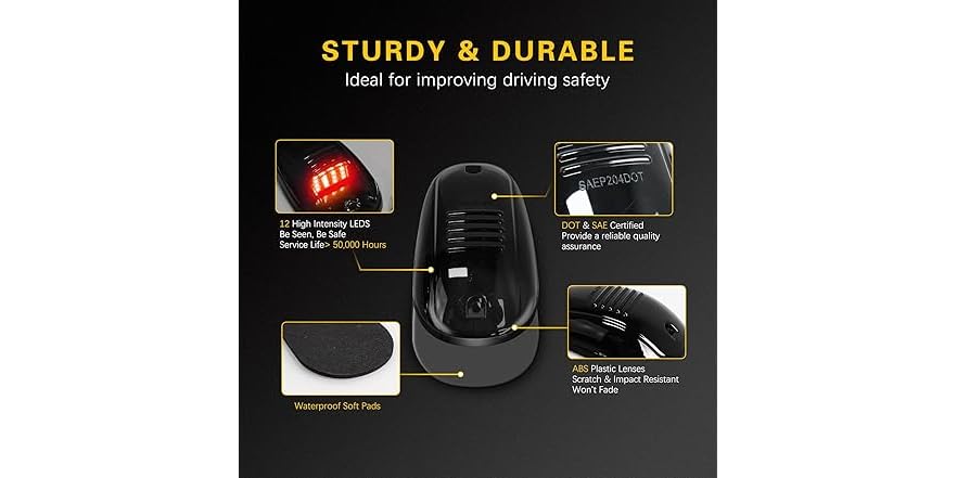 Generic Red LED Cab Lights Smoke Lens