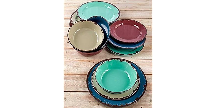 12-Pc. Rustic Melamine Dinnerware Set