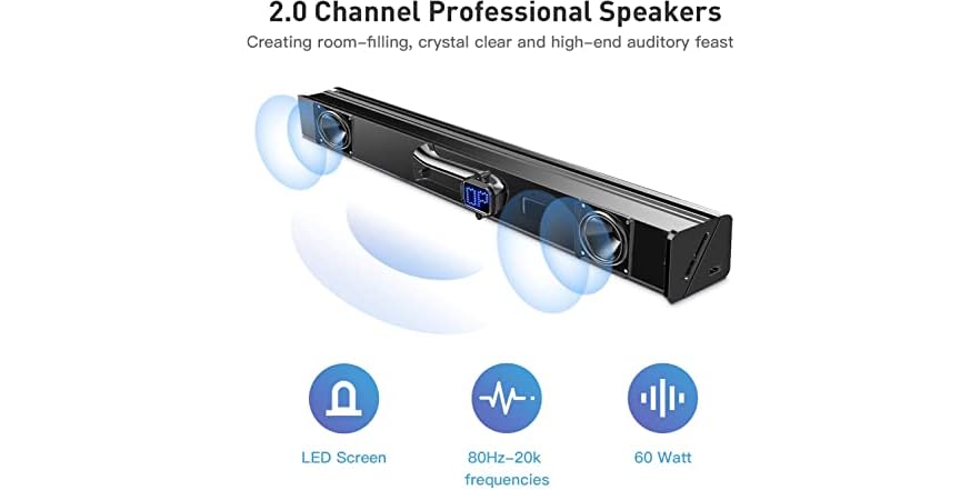 GooDee 30inch Wireless Soundbar, 60 Watt