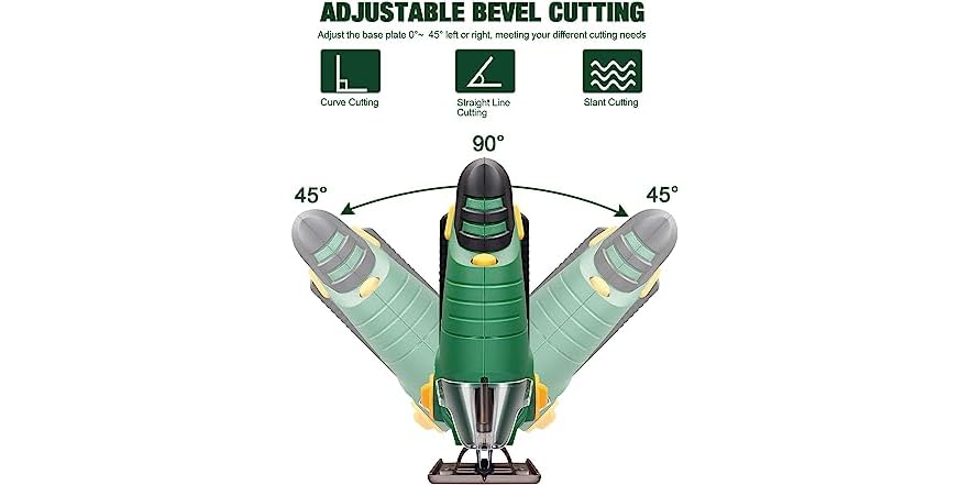 TECCPO Cordless Jigsaw, 20V MAX 2.0Ah Jig Saw Kit
