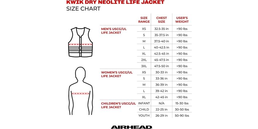AIRHEAD Swoosh Kwik-Dry Neolite, Red (Adult Large)