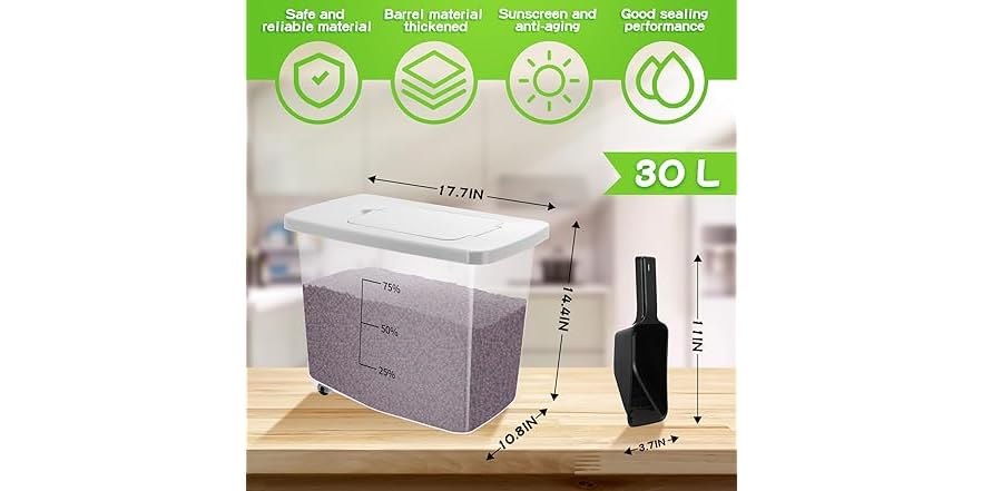 2 Pack 30L Airtight Pet Food Containers