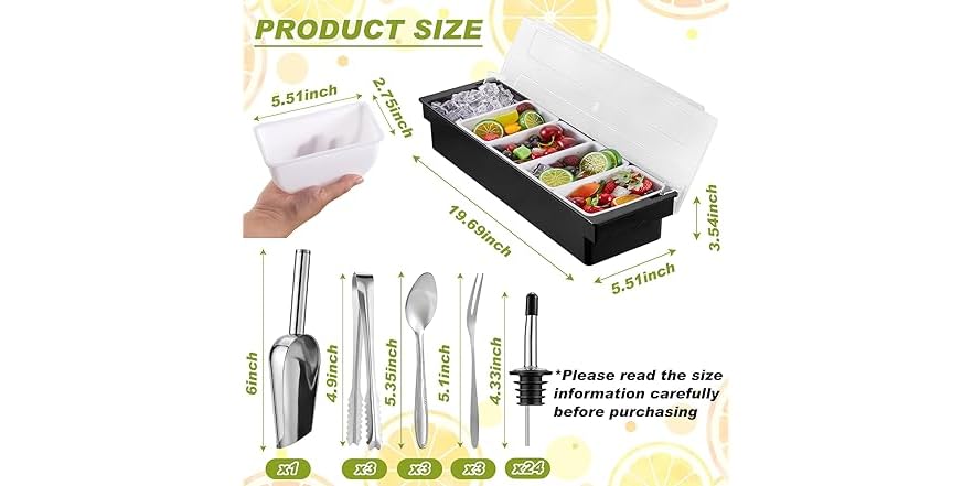 5 Compartment Condiment Container Bar