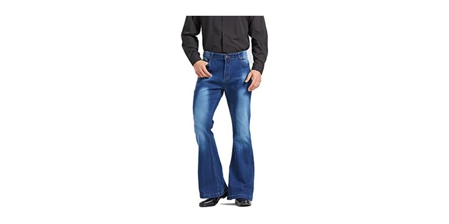 Men's Vintage Bell Bottom Relaxed Fit Jeans, DB, 2X-L