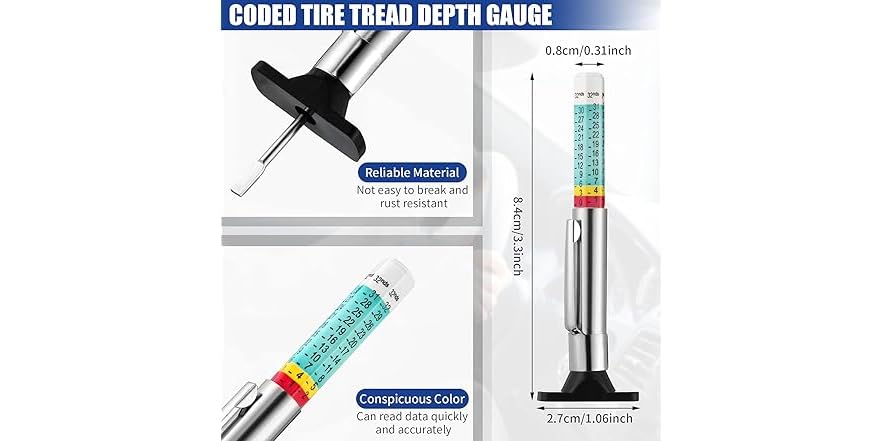 3 Pieces Tire Tread Depth Gauge Tool
