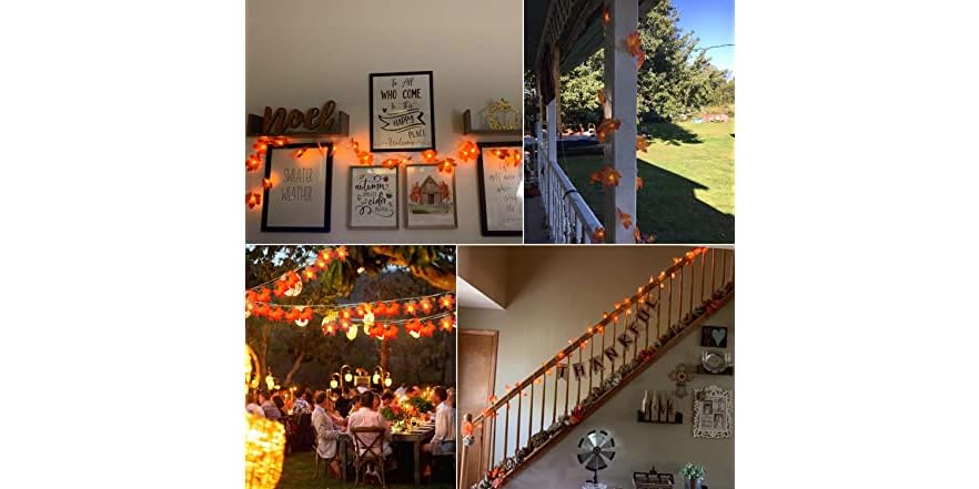 20Ft 40 LED Fall Leaves Garland with Lights